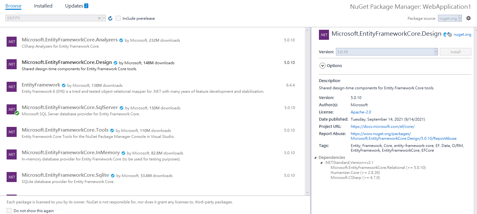 Day7 C Mvc Model模型連結資料庫,使用entity Framework Candaspnetcore Ums Coding Note