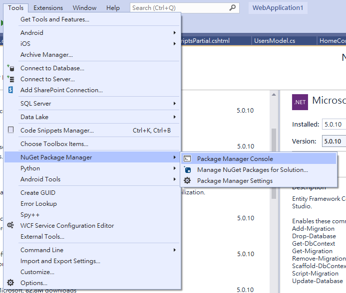 Day7 C Mvc Model模型連結資料庫,使用entity Framework Candaspnetcore Ums Coding Note